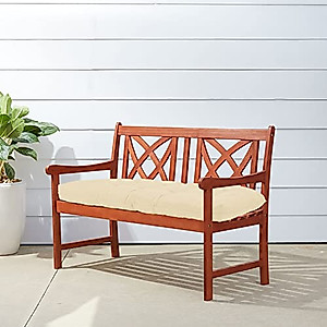 downluxe Outdoor Chair Cushions, Waterproof Tufted Overstuffed U-Shaped Memory Foam Bench Cushion for Swing Loveseat Patio Funiture, 44" x 19" x 5", Beige, 1 Pack