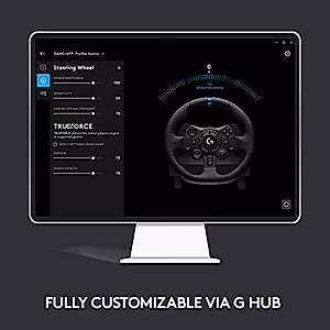 Logitech G923 Racing Wheel and Pedals for PS 5, PS4 and PC featuring TRUEFORCE up to 1000 Hz Force Feedback, Responsive Pedal, Dual Clutch Launch Control, and Genuine Leather Wheel Cover (Renewed)