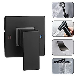 Single-Function Black Shower Handle Valve Trim Kit Shower Valves Wall Mount Brass Faucet Shower Rough-In Valve Bathroom Trim Kit Single Handle Tub Shower Valve Mixer