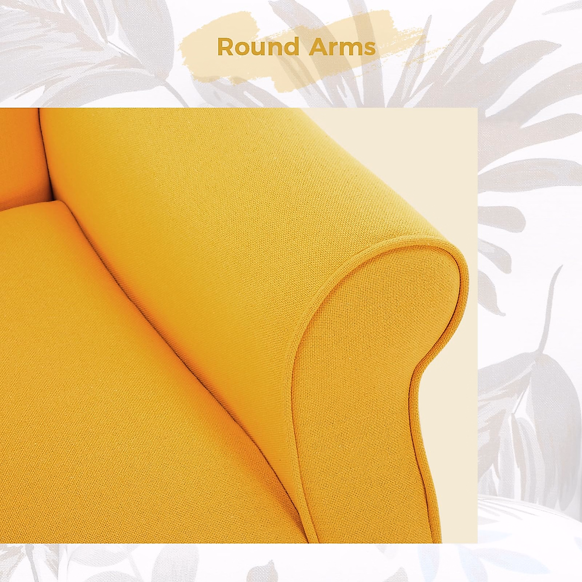 MELLCOM Mid Century Wingback Arm Chair,Modern Upholstered Fabric High Back Accent Chair with Wood Legs,Upholstered Single Sofa Club Chair for Living Room, Bedroom, Home Office, Yellow