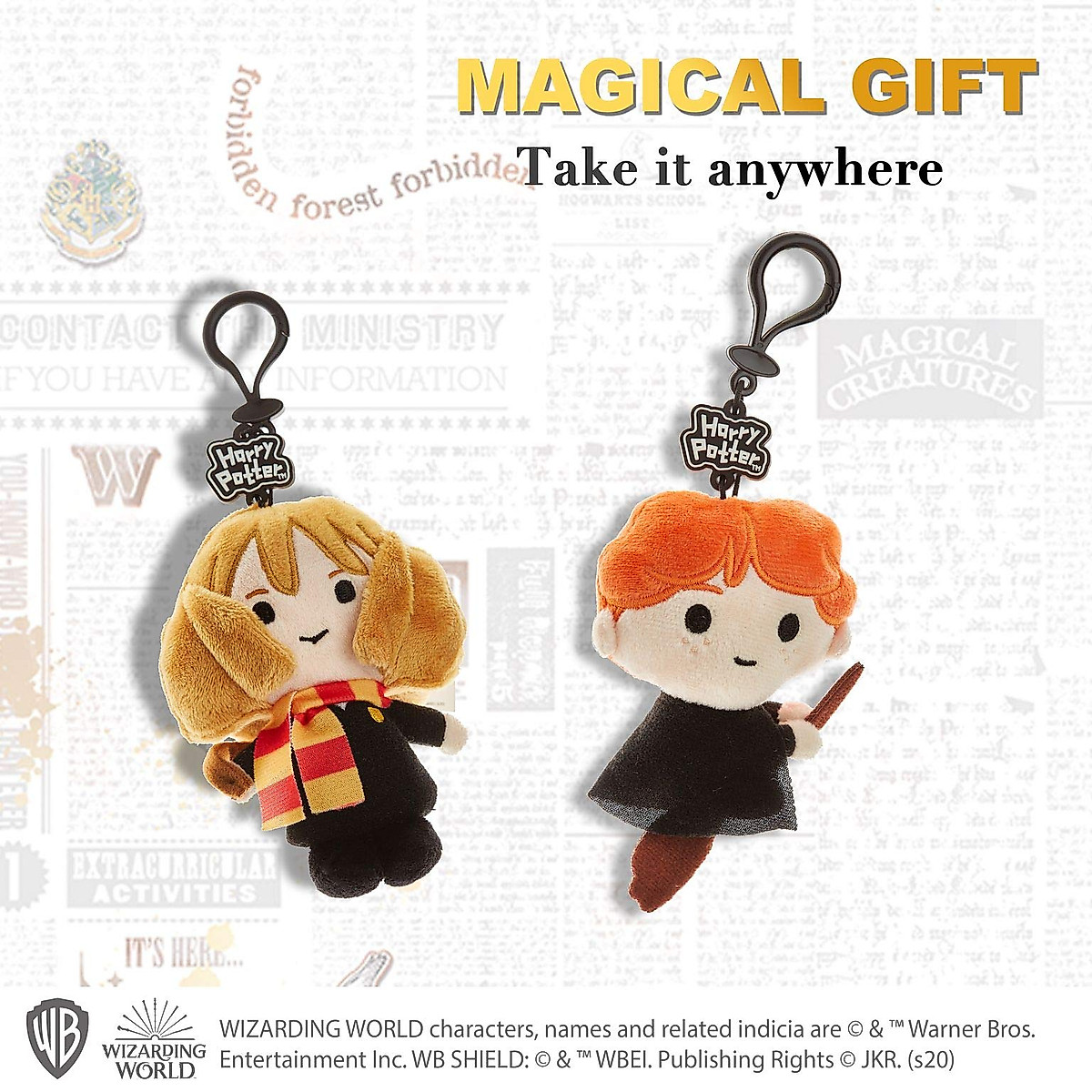 Plush Harry Potter Keychains Set – 3 Washable, Polyester Figures Including Hermione, Ron & Dobby – Harry Potter Gifts, Accessories, Collectibles, Party Favors, Merch by PMI, 4.5 In.
