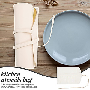 Zerodeko Reusable Straws Cutlery Roll Up Cutlery Pouch Cloth Cutlery Holder Home Kitchen Cooking Tools And Utensils Wrap Bag Wallet Multi- Brush Roll Bag Clear Silverware Organizer Silicone Straws