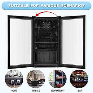 Antarctic Star Beverage Refrigerator Cooler -100 Can Mini Fridge Glass Door for Soda Beer or Wine Constant Glass Door Small Drink Dispenser Clear Front Door for Home, Bar 3.2cu.ft (Silver)