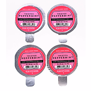 Bath Body Works Scentportable Car Fragrance Refill - Twisted Peppermint - 4 pk - 0.2 Oz each – 2019
