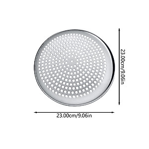 Zerodeko Stainless steel Pizza Pan Round Perforated Pizza Tray Pizza Baking Pan Pizza Serving Tray Crisper Pan with Holes for Oven Baking Supplies 9inch