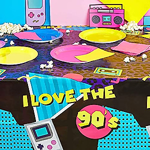 Purple Plastic Tablecloth for 90’s Birthday Party (54 x 108 in, 3 Pack)