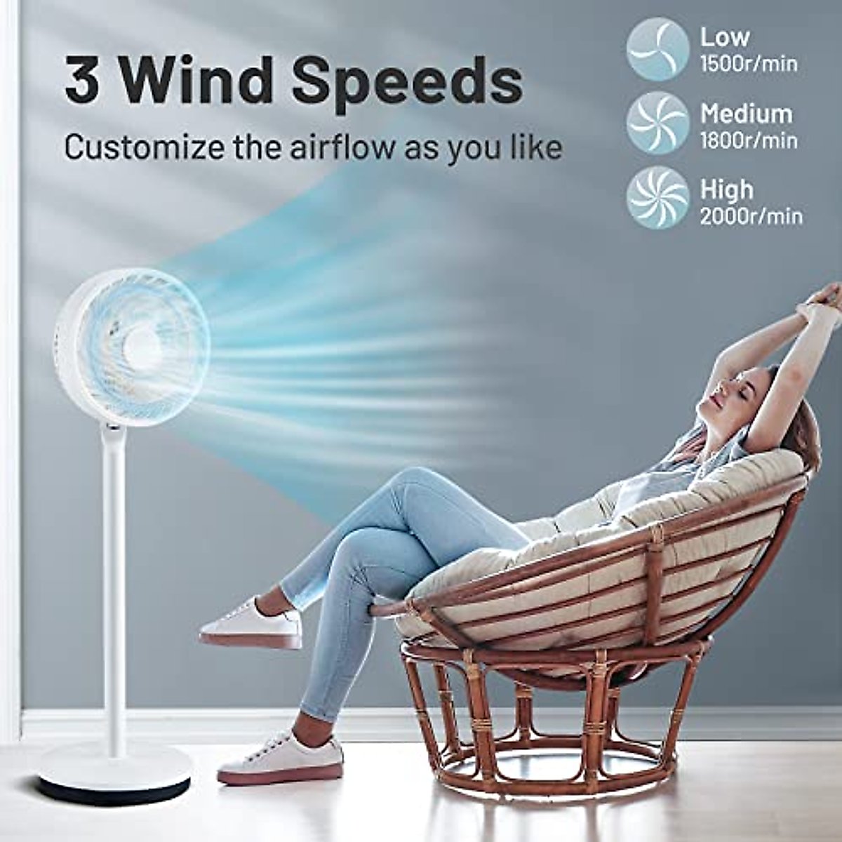 Tangkula Oscillating Pedestal Fan with Remote Control, 3 Heights Standing Fan, Portable Floor Fan with 3 Wind Speeds, 1-7 H Timer, Quiet Stand Fan with 85° Oscillation & 100° Tilt for Home Office