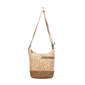 Myra Bag Apricot Upcycled Canvas & Leather Shoulder Bag S-1449