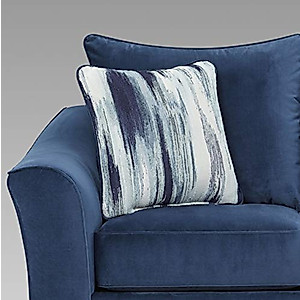Roundhill Furniture Camero Fabric Pillowback Loveseat, Navy Blue
