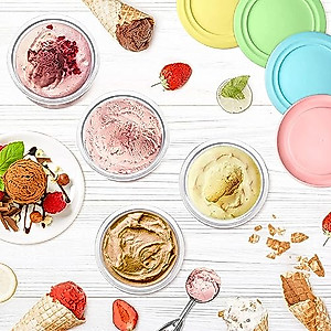 EVANEM 2/4/6PCS Creami Containers, for Ninja Pints,16 OZ Creami Deluxe Airtight,Reusable for NC301 NC300 NC299AM Series Ice Cream Maker,Pink-6PCS