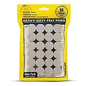Smart Surface 8725 Heavy Duty Self Adhesive Furniture Felt Pads 1-Inch Round Oatmeal 96-Piece Value Pack in Resealable Bag