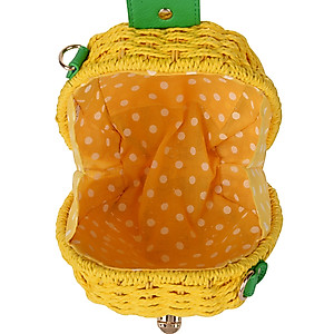 QZUnique Women's Straw Pineapple Shape Bag Cute Pineapple Cross body Small Handbag Purse