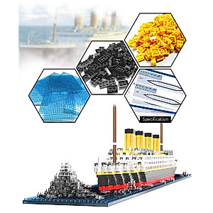 Titanic Architecture Toys Set Micro Mini Building Model Kit for Adults and Kids Age of 14+ 1872 Pieces