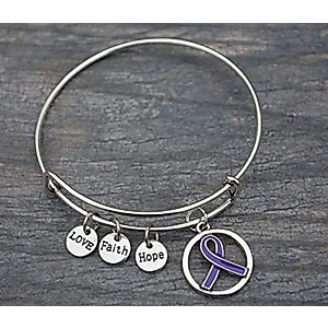 Infinity Collection Purple Ribbon Bracelet, Pancreatic Cancer Bracelet, Purple Ribbon Awareness Bracelet, Gift for Women