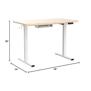 FLEXISPOT Standing Desk Electric Sit Stand Desk with 48 x 24 Inches Ergonomic Memory Controller Adjustable Height Desk with USB Charging Ports(White Frame + Honey Wheat Desktop)