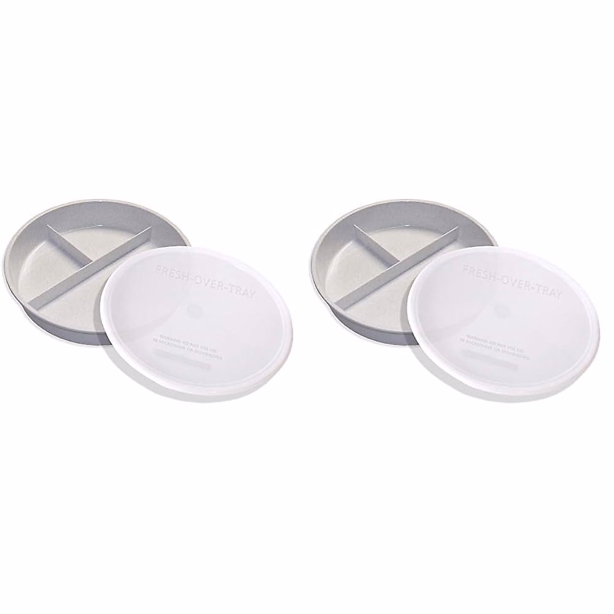 Rehabilitation Advantage High Sided Partitioned Dish with Lid, Gray (Pack of 2)