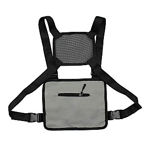 mosstyus Chest Front Bag Reflective Vest Radio Harness Adjustable Chest Rig Bag Pocket Pack Holster for Two Way Radio