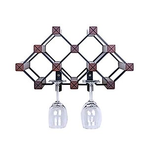 Stylish Simplicity Wine Rack Hanging Cup Holder Upside Down Wine Shelf Solid Wood Household Wine Cellar, PIBM