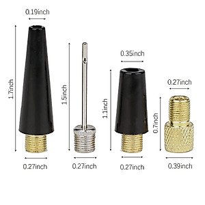Flammi Bike Tire Valve Adapter Ball Pump Needle Balloon Nozzle Inflation Kit, Inflator Adapter Air Pump Accessories for Standard Pump or Air Compressor (4PCS Needle Nozzle Adapter Set)