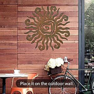 Wacky Sun Metal Wall Art Steel Out Door Decor, Metal Sun Art Wall Decor for Home, Bedroom, Living Room, Office, Garden - 18", Copper