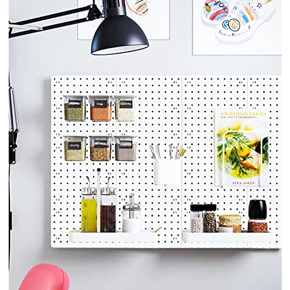 8 Pack Pegboard, Peg Boards, Peg Boards for Walls, Pegboard Wall Organizer, Small Pegboard 10" x 10", Pegboard Plastic Panels for Craft Room, Organizer, Storage, Workbench, Study Room