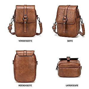 Women Vintage Crossbody Phone Bag, Small Messenger Shoulder Bag Cash Handbag Wallet Purse
