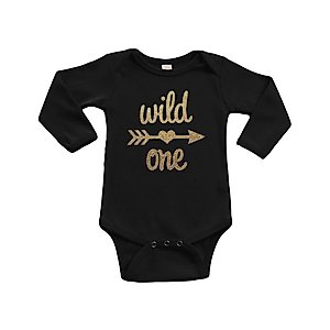 Infant Long Sleeve Onesie - Wild One (12-18m, Black)