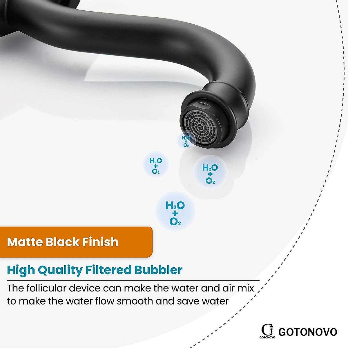 gotonovo Single Handle Vessel Sink Faucet 360° Swivel Bathroom Faucet One Hole Farmhouse Lavatory Vanity Faucet Bowl Sink Mixer Tap with Pop Up Drain, Matte Black