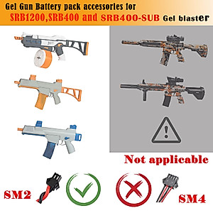 Gel Gun Battery Pack Accessories for SRB1200 400 400-SUB Gel Blaster with USB Charging Cable Rechargeable Lithium Battery SM2P XH-3 Plug 1PCS