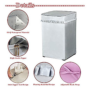 Washing Machine Cover for Top Load Washing Machine Protector Washer Dryer Covers for Automatic Compact Washer Top Loading Balcony Lavadora Waterproof Dustproof Sunproof Oxford (M(W22D22H36in))