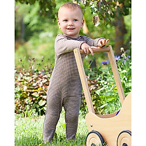 Ecoable Thermal Footed Romper: Organic Wool Silk Footie with Long Sleeves for Baby Boys or Girls, (EU 86-92| 12-24 months, Grey Melange)