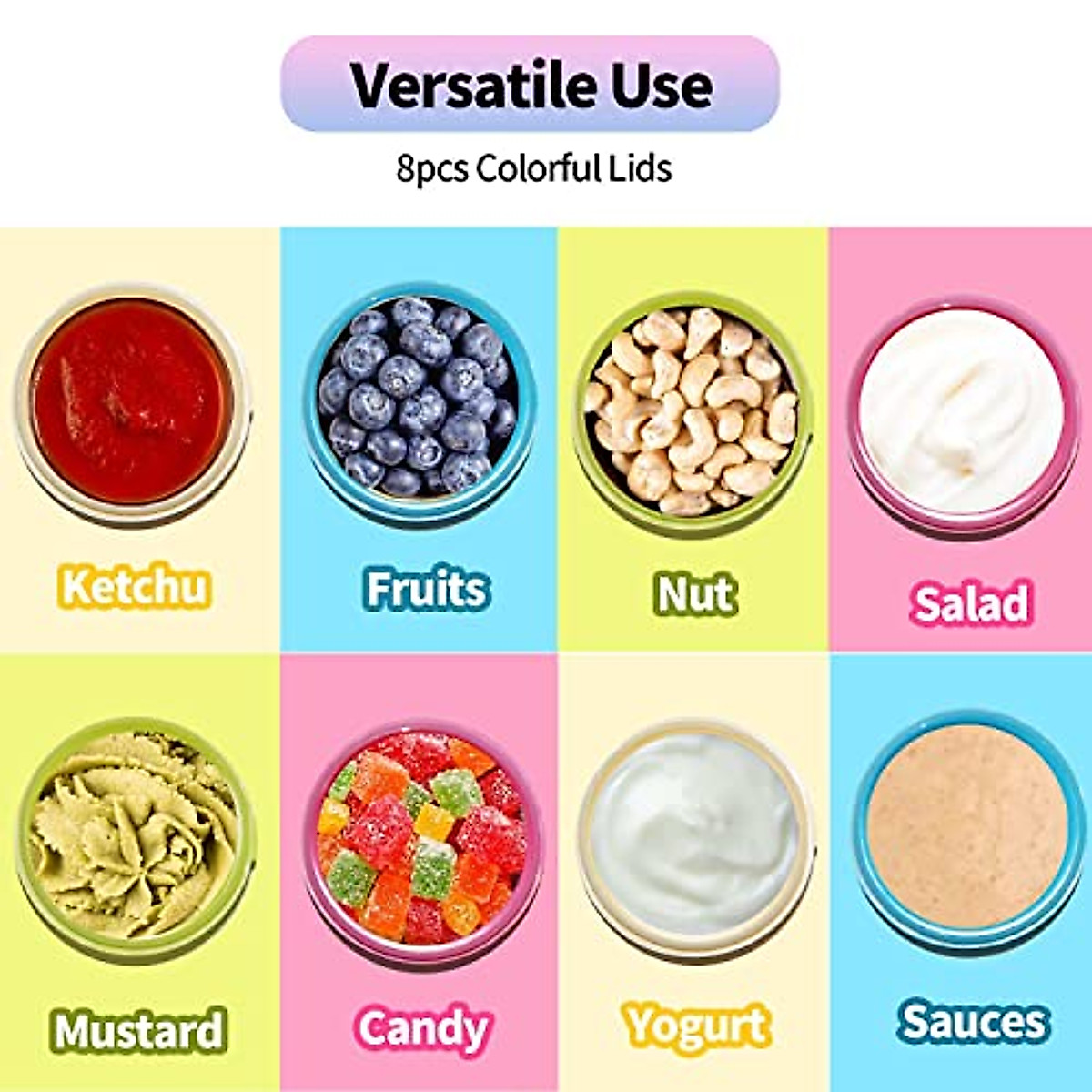 Elykorrne 8 Pack Salad Dressing Container To Go, 0.9oz Small Condiment Containers with Lids, Plastic Condiment Cup, Reusable Sauce Containers Leak-proof for Lunch Bento Box Kids