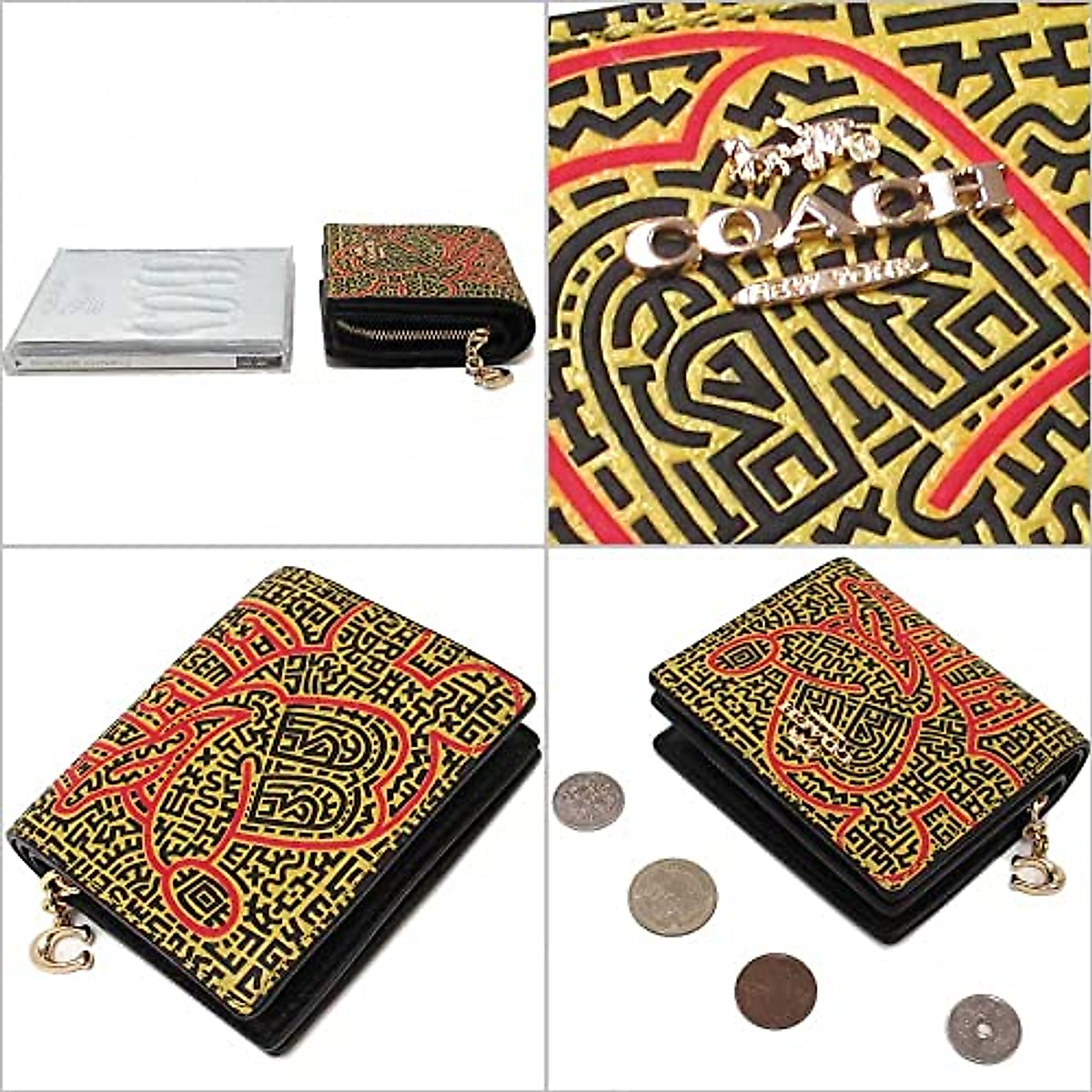 COACH Disney Mickey Mouse x Keith Haring Leather Snap Wallet - #C7446