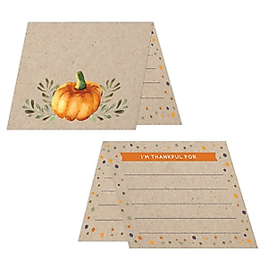 Koko Paper Co Thanksgiving Place Cards with Fill-in Gratitude Cards | Pack of 50 Cards | Printed on Heavy Card Stock.