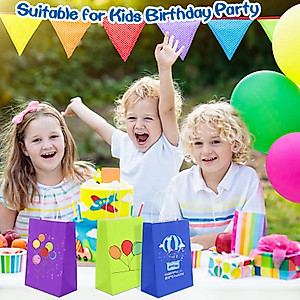 120 PCS Paper Gift Bags, 5.9x3.1x8.3 in Party Favor Bags with Handles Colorful Bulk Small Gift Bags for Kids Party Christmas Holiday Birthday Baby Shower Stocking Stuffers(6 Colors)