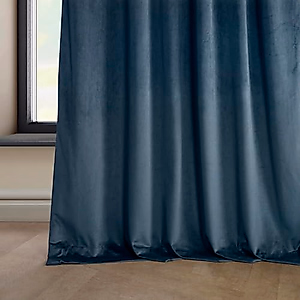 HPD Half Price Drapes Heritage Plush Velvet Curtains 96 Inches Long Room Darkening Curtains for Bedroom & Living Room 50W x 96L, (1 Panel), Avalon Blue