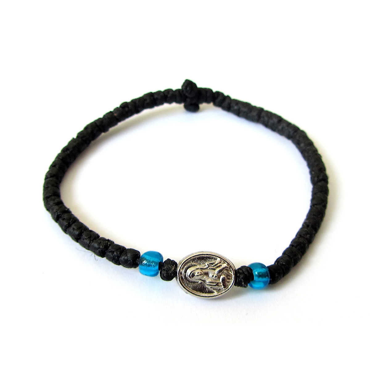 Iconsgr Handmade Christian Orthodox Komboskoini, Prayer Rope Bracelet Black VM1