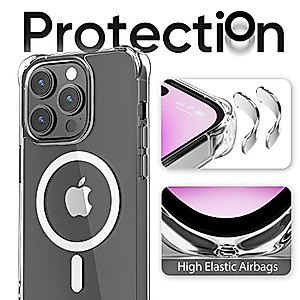 SUCGLES for iPhone 14 Pro Max Case, Compatible with MagSafe, Shockproof Military Grade Protection, Non-Yellowing, Strong Magnetic Slim Phone Cover for Apple 14 Pro Max (A-Mag Safe Clear Bumper)