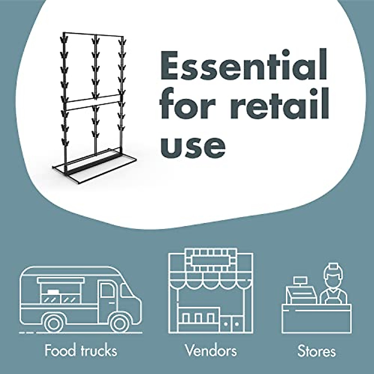 DS THE DISPLAY STORE Candy Display Rack, Black 3-Row 48 Clips Countertop Snack Cart, Portable Retail Potato Chip Bag Holder, Sweets Organizer Stand for Party