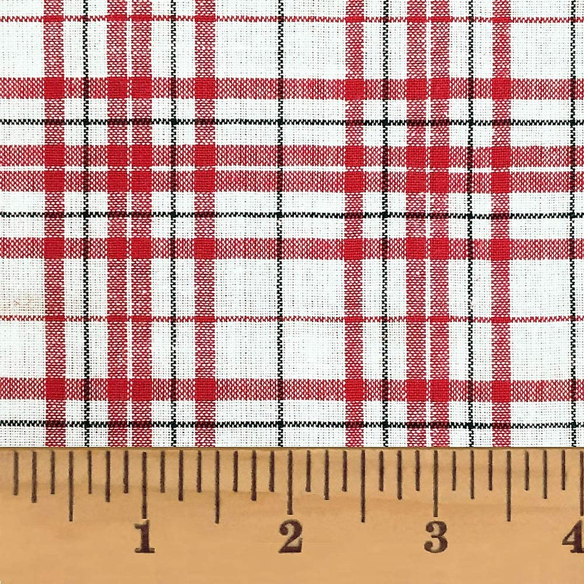 Peppermint Red White Christmas Cotton Homespun Plaid Fabric by JCS - Sold by The Yard