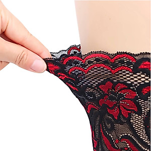 Soultopxin Thigh High Stockings Lace Top Stay Up Silky Semi Sheer Pantyhose for Women Hold Up