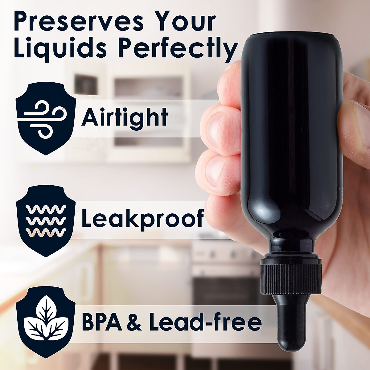 Brilliant Black 2-ounce Boston Round Tincture Bottles With Droppers- Black Glass Droppers for Essential Oils and Serums-Not Painted or Coated Complete UV Protection Bundled In 24 Pack For Bulk Needs