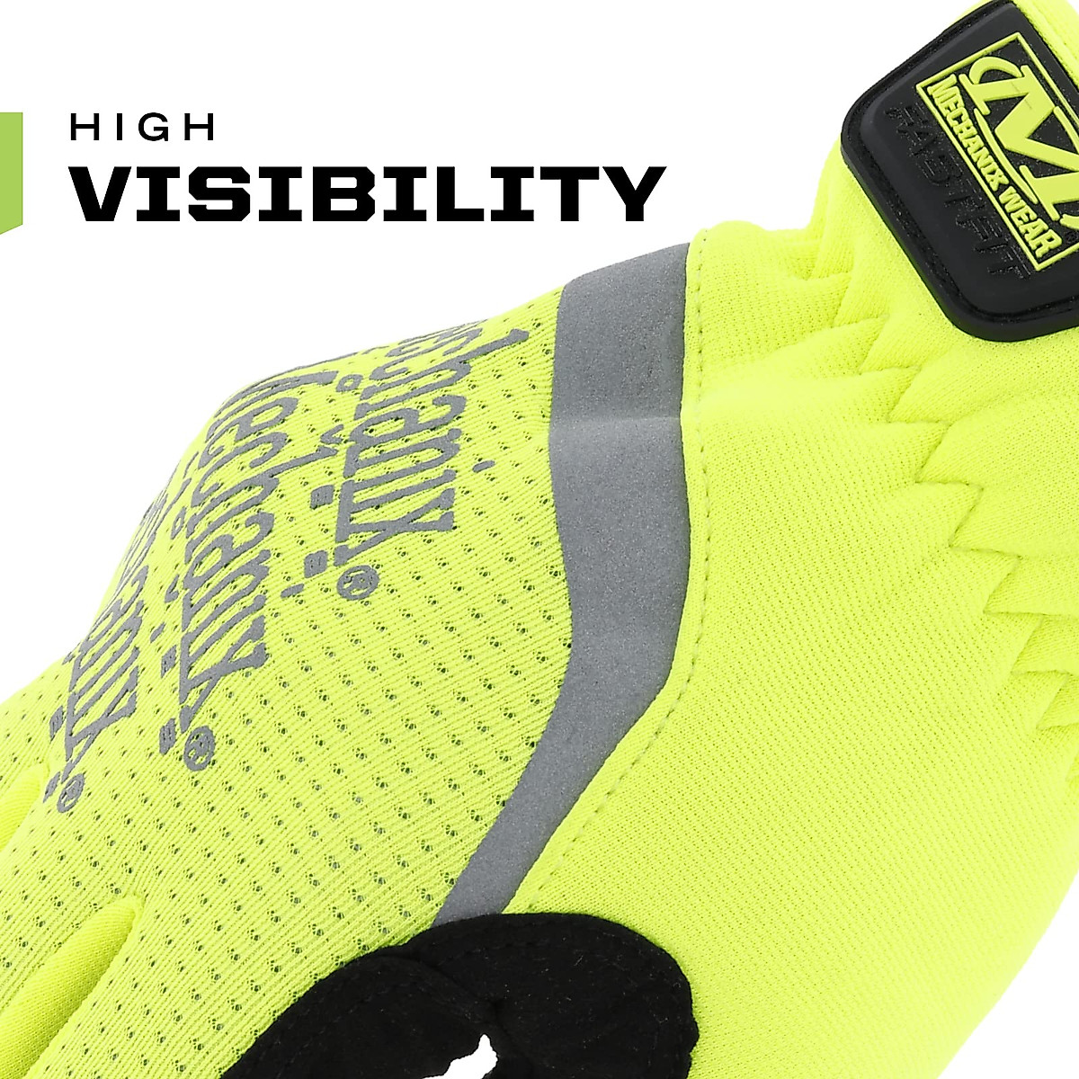 Mechanix Wear: Hi-Viz FastFit Work Gloves with Secure Fit Elastic Cuff, Reflective and High Visibility, Touchscreen Capable, Safety Gloves for Men, Multi-Purpose Use (Fluorescent Yellow, Large)