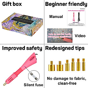 Hotfix Rhinestone Applicator, Bedazzler Kit with Rhinestones for Clothes Crafts, Hot Fix Rinestones Applicator Wand Setter Tool, Hot Fixed Crystal Bling Machine Heat Pen for Clothing Fabric Adults