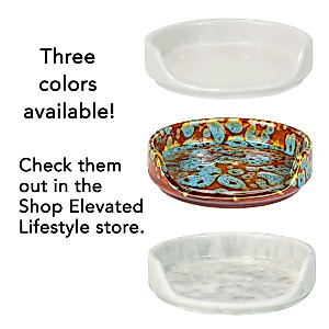 Ceramic Spoon Rest for Kitchen Counter and Stove Top (Marbled White)