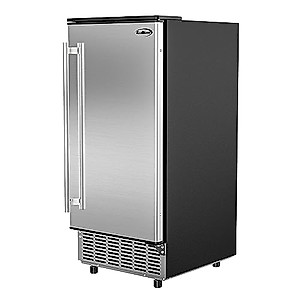 KoolMore Stainless-Steel Built-in Ice Maker Machine with Large 25 lb. Cube Storage Basket, Full Cube Production, Fast Ice Making Time, Free-Standing/Under-Counter - 75lbs of Ice per Day (BIM75-BS)