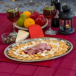 SterlingCraft Serving Tray - Oblong Decorative Food Platter for Thanksgiving, Party, Catering - Cake, Appetizer, Snack, Tea Plate - No Polishing, Silver - 9 X 6 Inches