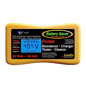 Battery Saver Premium 48 Volt 50W Pulse Charger, Maintainer & Tester (Gen. 3), Yellow, Black (2365L-48-G3)