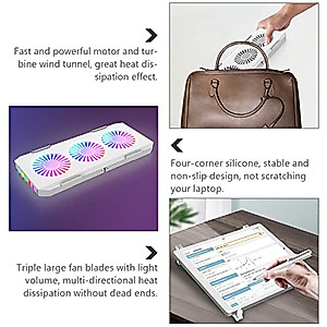 UKCOCO Cooling Base Computer Mount Laptop Cooling Pad Notebook Cooler USB Laptop Cooler Laptop Stand Holder Laptop Air Cooler USB Fan Laptop Fan Quiet Laptop Cooler Diode Abs White Led