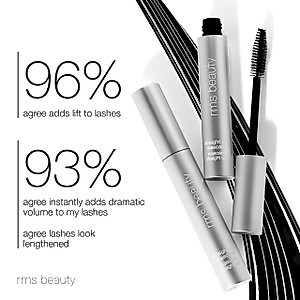 RMS Beauty Straight Up Volumizing Peptide Mascara - Black Mascara, Mascara Black Volume and Length, Eye Makeup Voluminous Mascara Make Up, Volumizing & Lengthening Mascara, Top & Bottom Lash Mascara